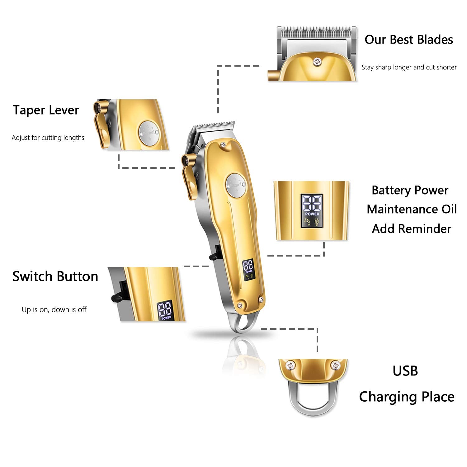 Professional Hair Clippers for men gold Set | Gold Hair Clippers ...